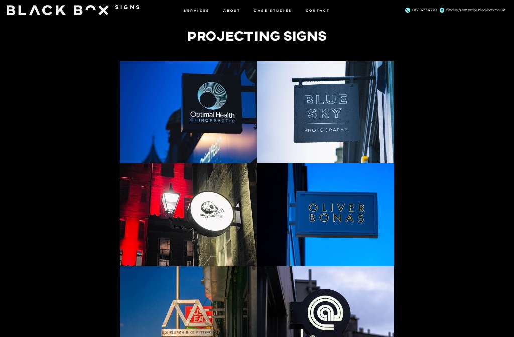 Welcome to Black Box - Projecting Signs