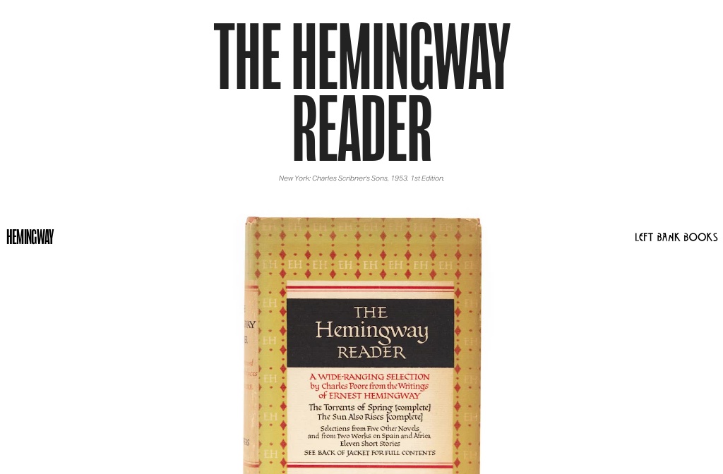 Hemingway — The Hemingway Reader