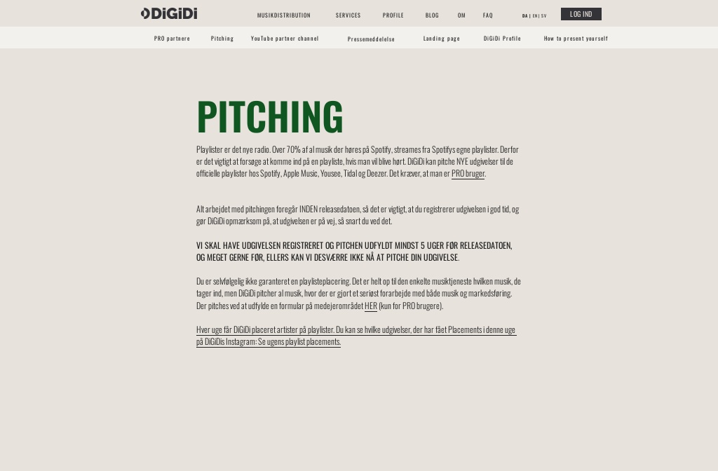 Services — Pitching
