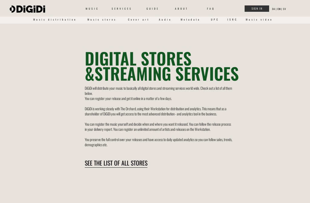 Music — digital stores & streaming services