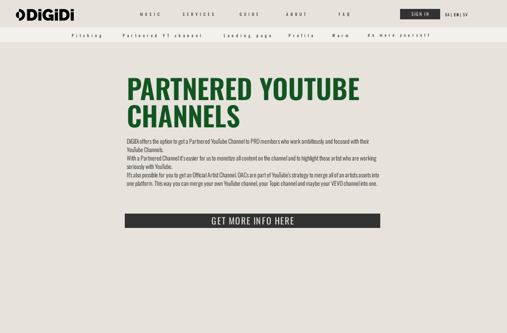 Services — Partnered youtube Channels