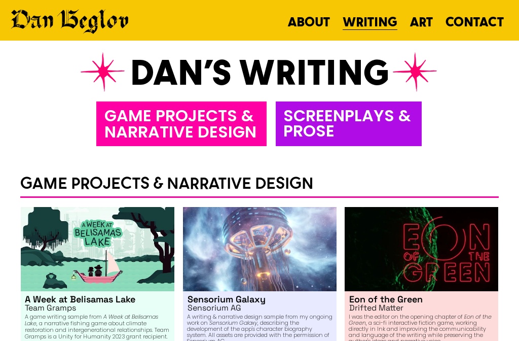 Dan Beglov - Writing