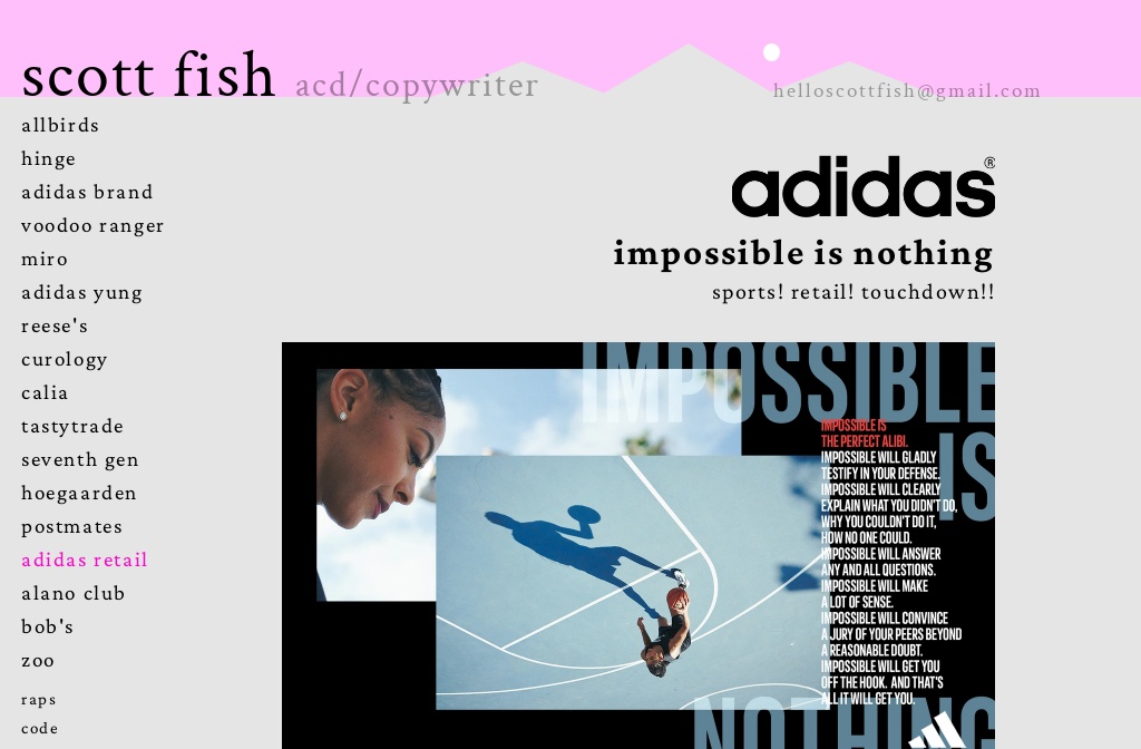 scott fish - acd/copywriter!! — adidas retail