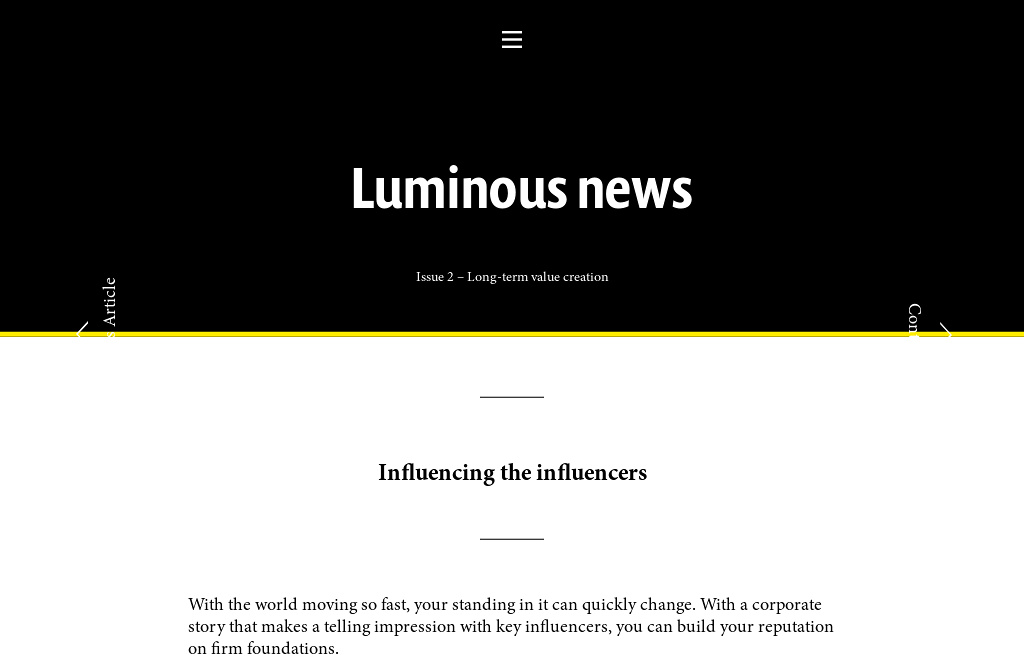 Reporting Matters | Issue 2 — Luminous news