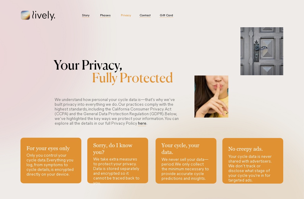 Lively ~ Sync your Cycle, Period Tracker mobile app — Privacy