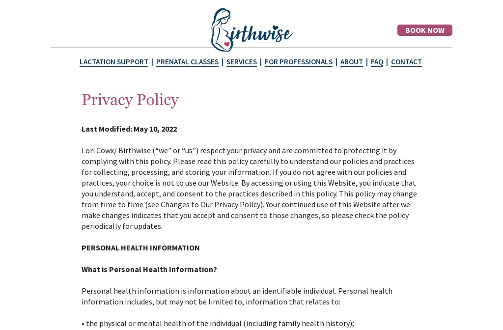 Birthwise - Privacy Policy