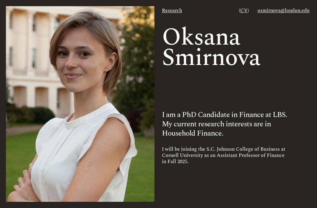 Oksana Smirnova | PhD Candidate in Finance (LBS)
