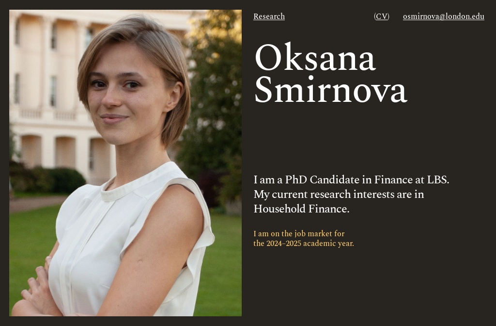 Oksana Smirnova | PhD Candidate in Finance (LBS)