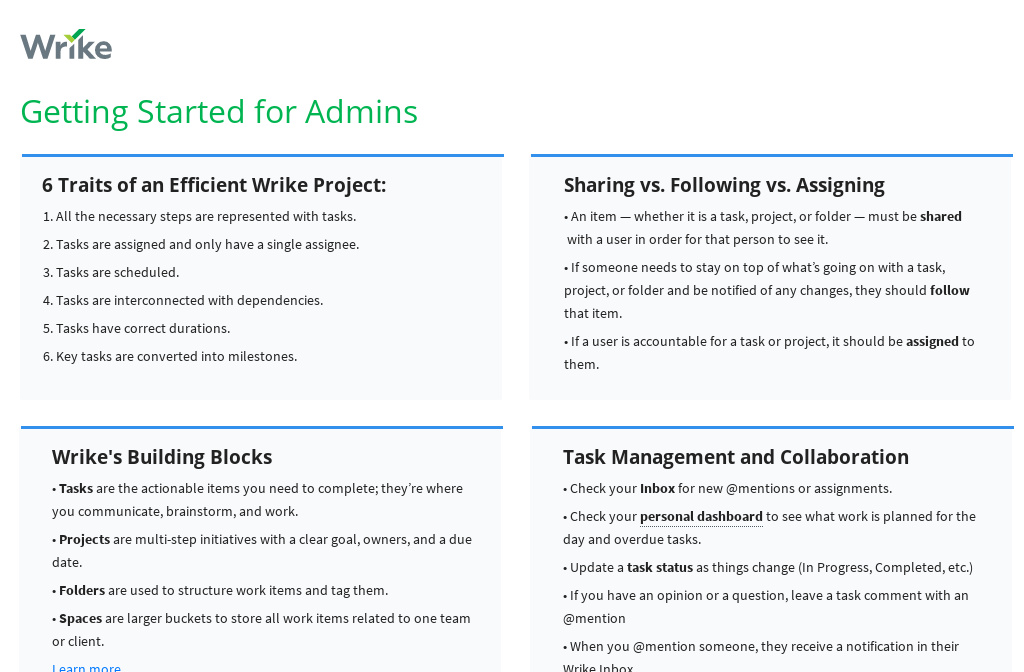 Handout: Getting Started for Admins
