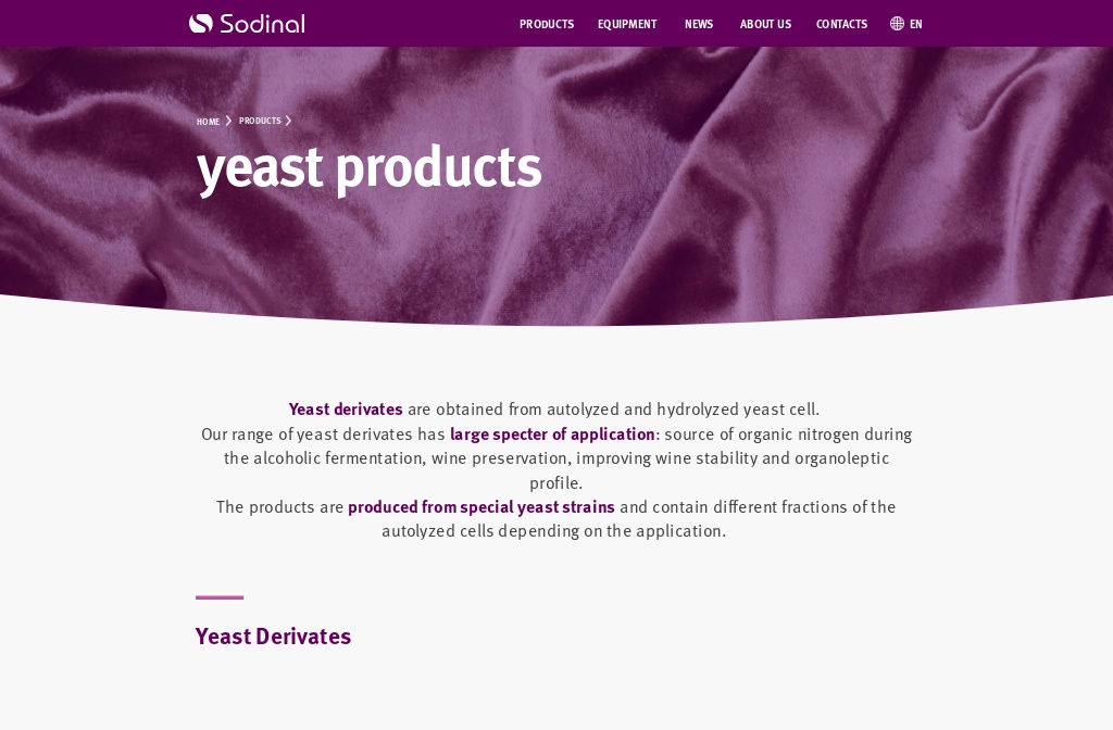 Sodinal - Oenology and Winemaking — Yeast Products