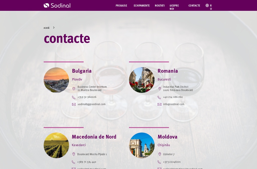 Sodinal - Enologie și vinificație — Contacte