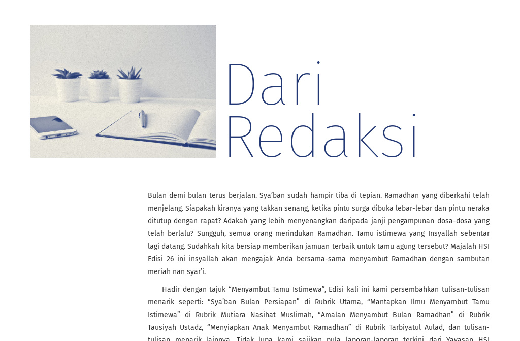 Majalah HSI Edisi 026 — Dari Redaksi