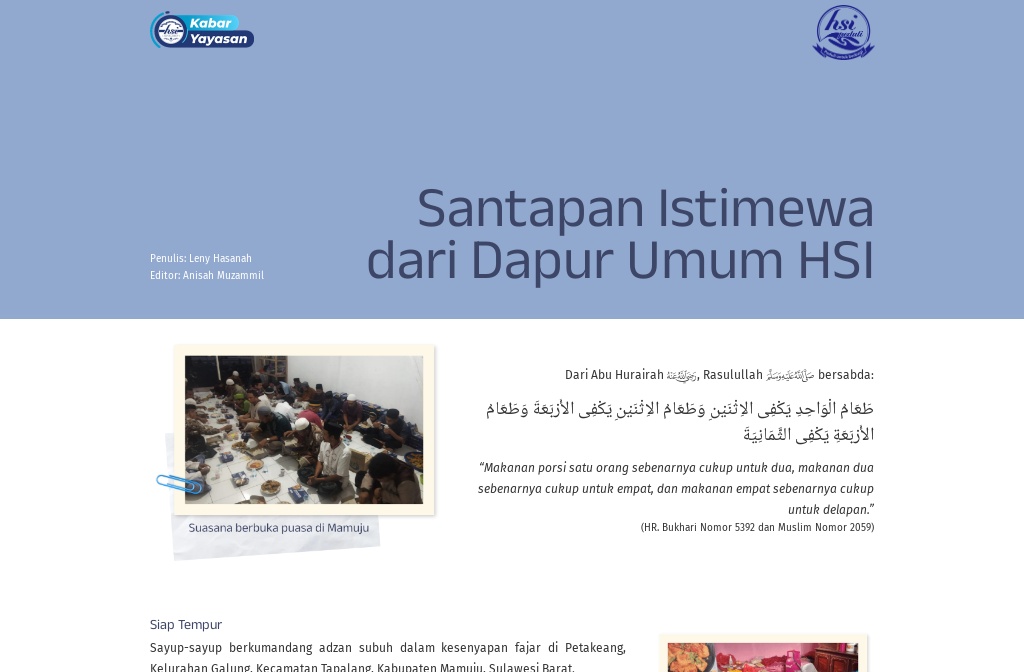 Majalah HSI Edisi 41 — Dapur Umum HSIP