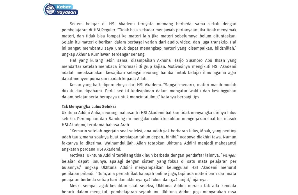 Majalah HSI Edisi 68 — Kabar Yayasan HSI Akademi 3