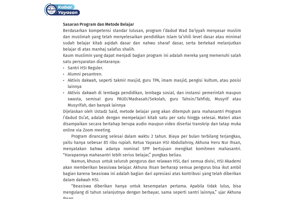 Majalah HSI Edisi 68 — Kabar Yayasan HSI Akademi 2