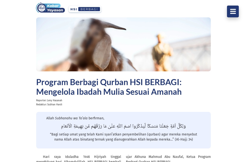 Majalah HSI edisi 78 — HSIB Qurban