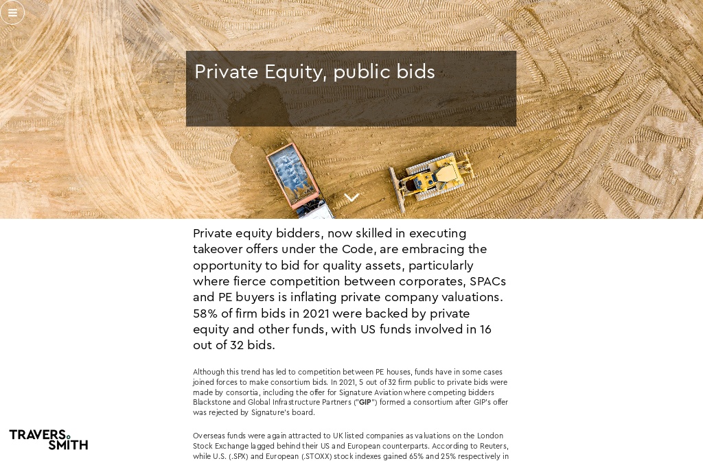 Public Trends 2022 — Private Equity, Public bids