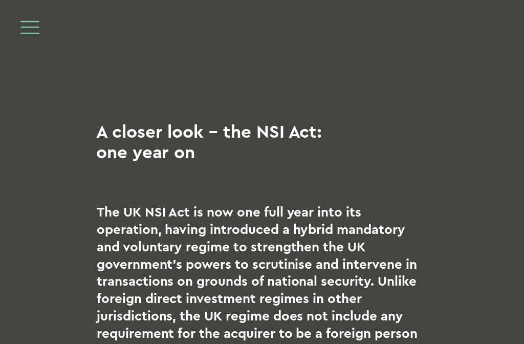 UK Public M&A Trends 2023 — A closer look: The NSI Act: One year on