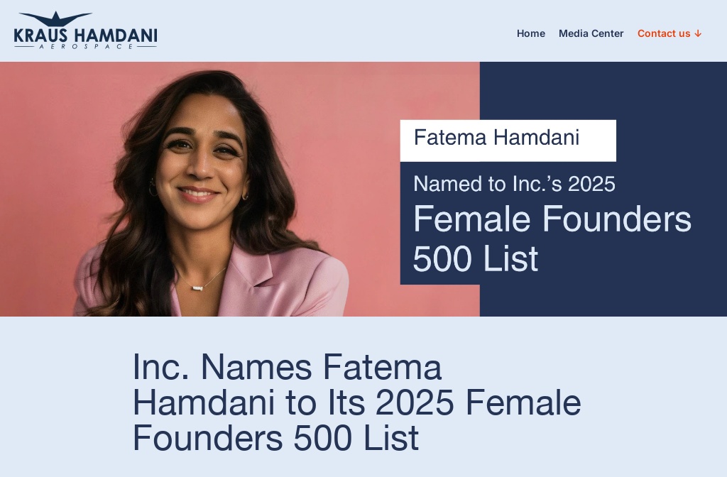 Fatema Hamdani Named to Inc. Magazine’s 2025 Female Founders 500 List