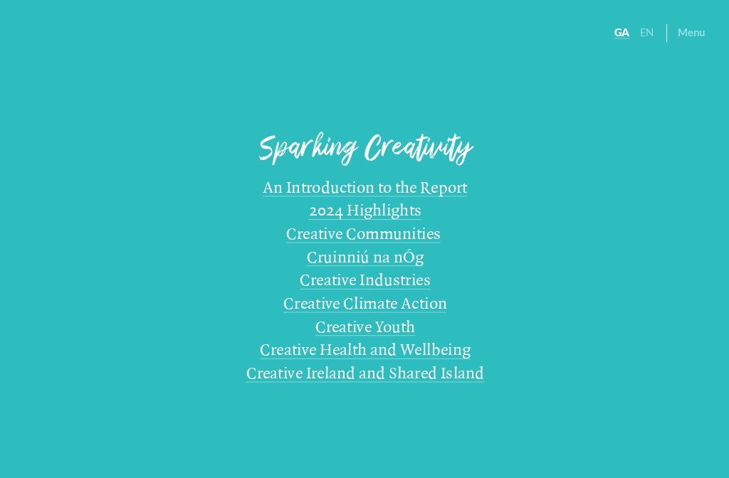 Creative Ireland Progress Report 2024 English Menu