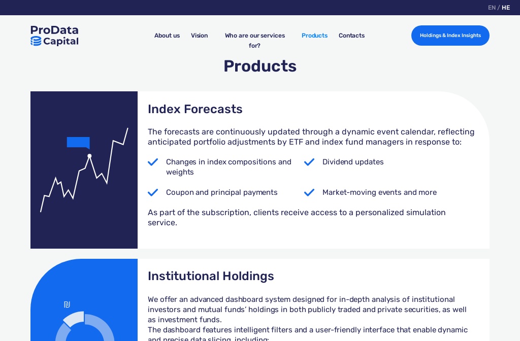 ProData Capital — Products