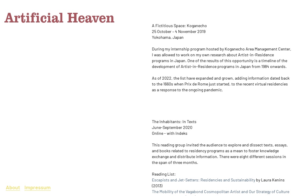 Artificial Heaven — Projects