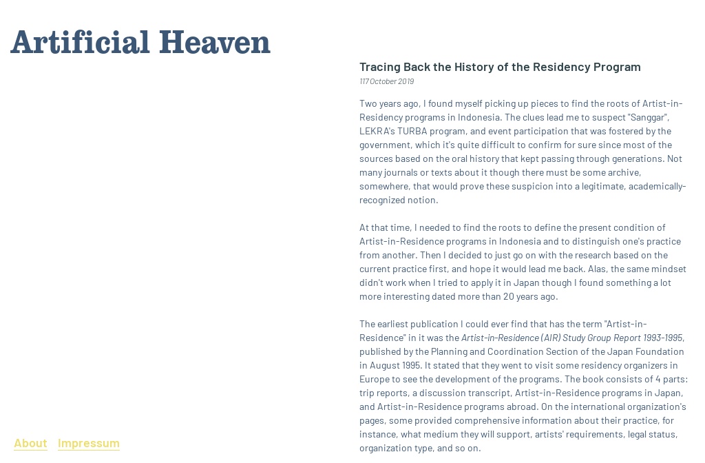 Artificial Heaven — Tracing Back the History of the Residency Program