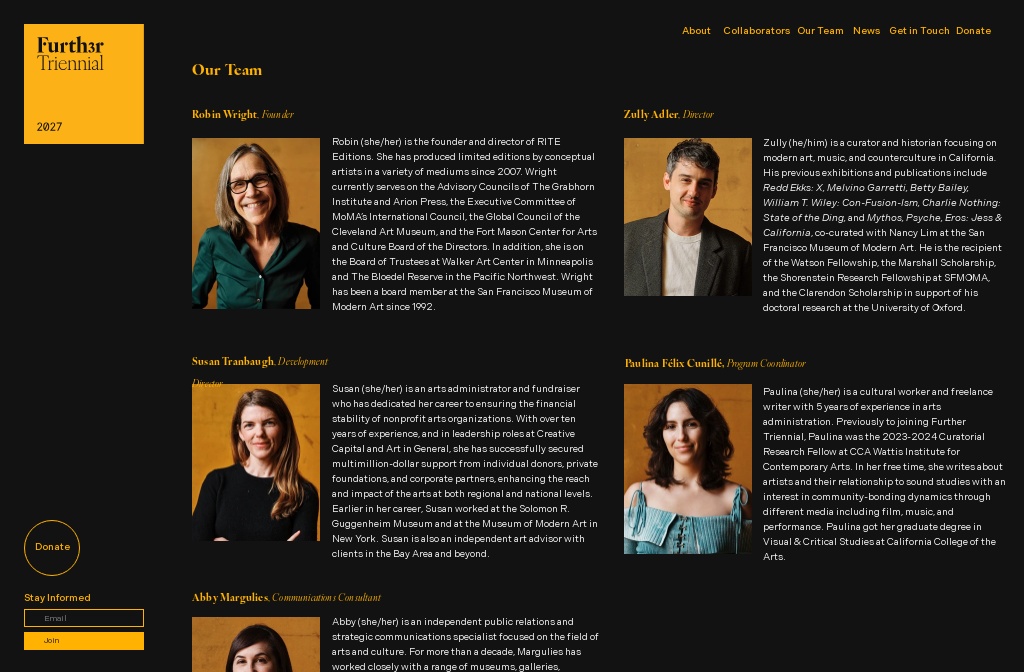 Further Triennial — Our Team