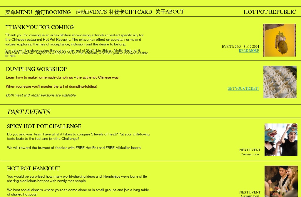 Hot Pot Republic — EVENTS