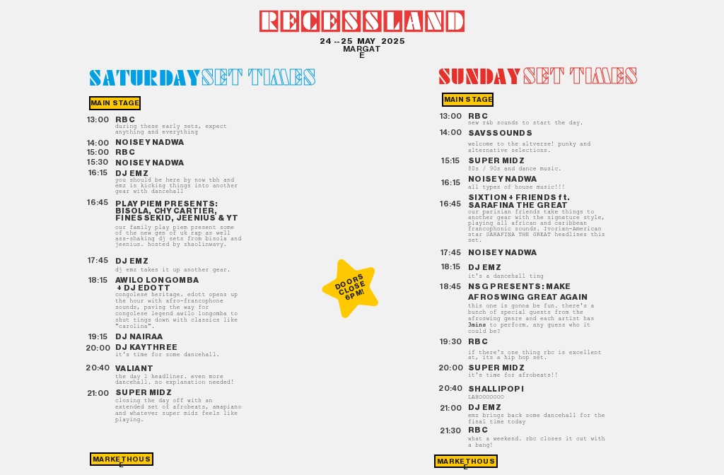 LINEUP • Recessland 2025