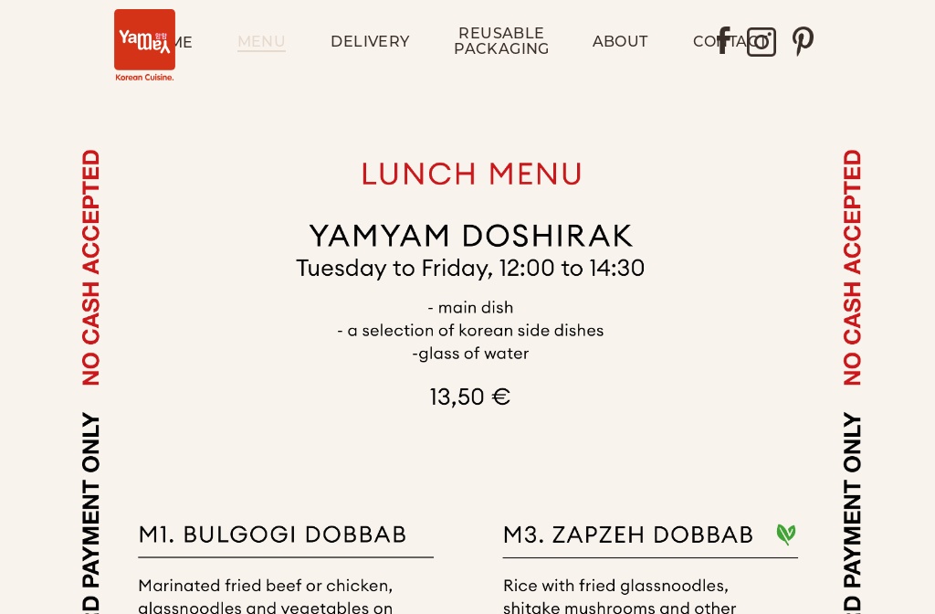 YamYam Berlin — Menu