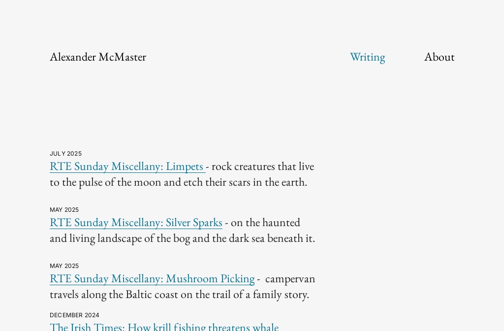 Alexander McMaster — Writing