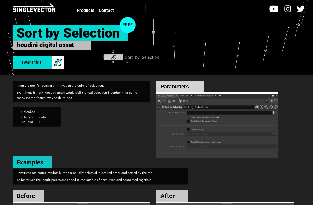 Single Vector Sort By Selection Houdini Digital Asset