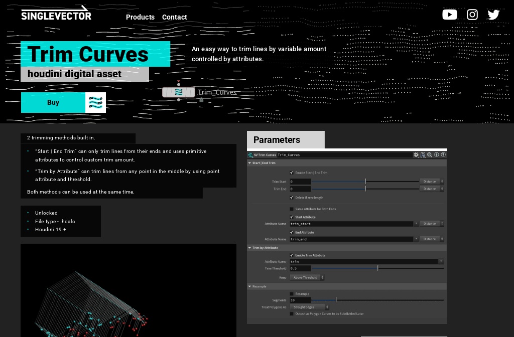 Single Vector / Trim Curves / Houdini digital asset