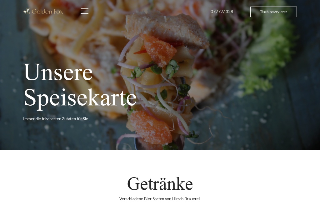 Golden Fox Restaurant — Speisekarte