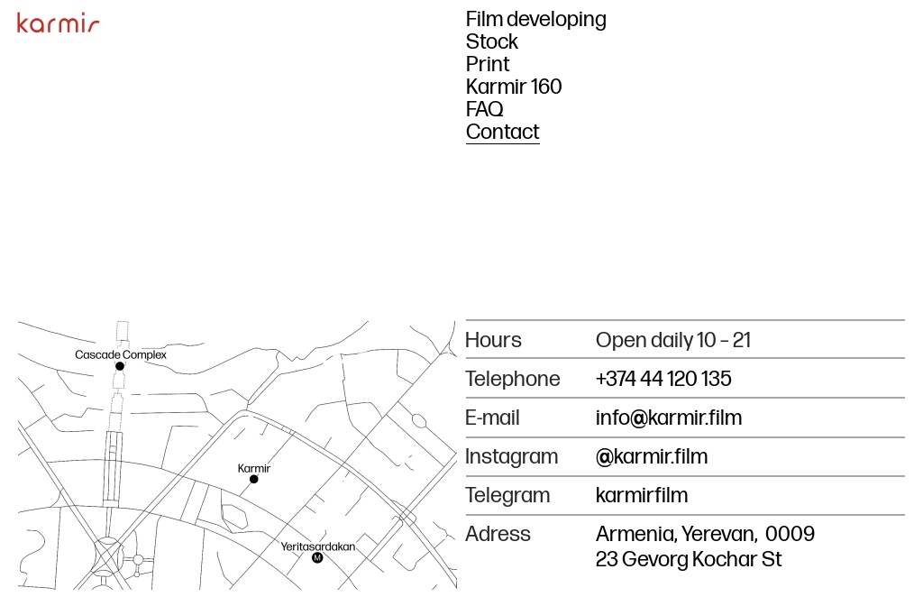 Karmir Film Lab |film developing and printing services — Contacts