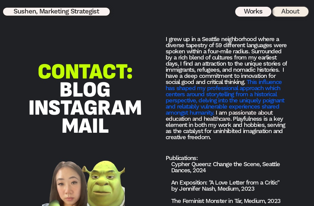 Sushen's Portfolio — About