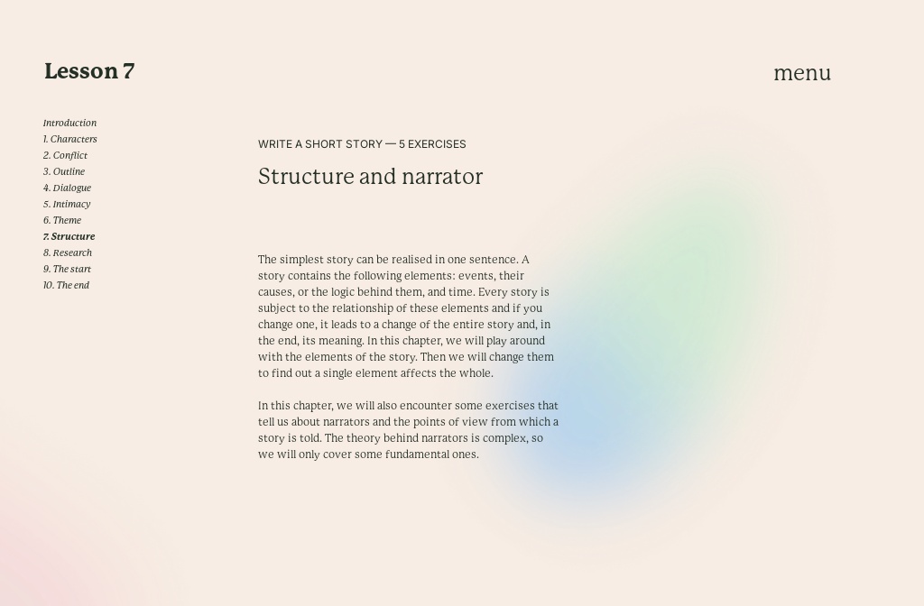 Start Writing EN — Creative Writing Course — Structure