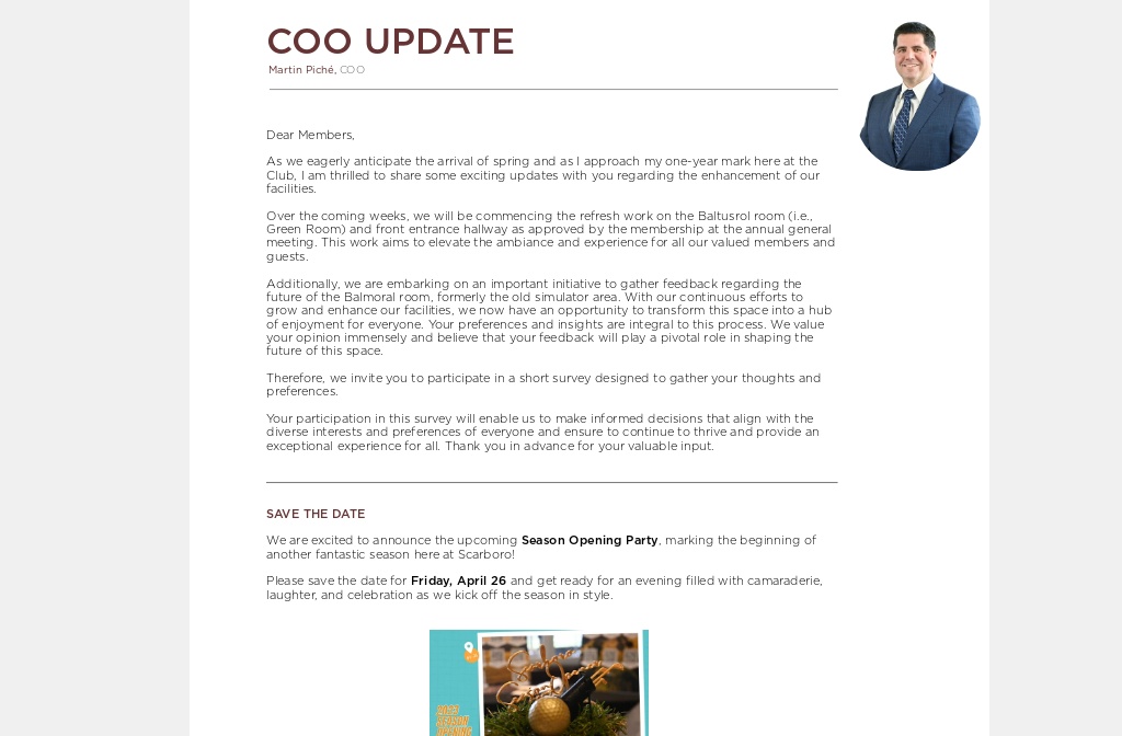 The 19th - March 15, 2024 — COO Update