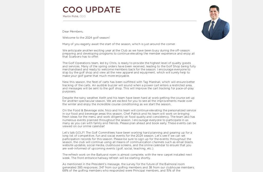 The 19th - April 19, 2024 — COO Update