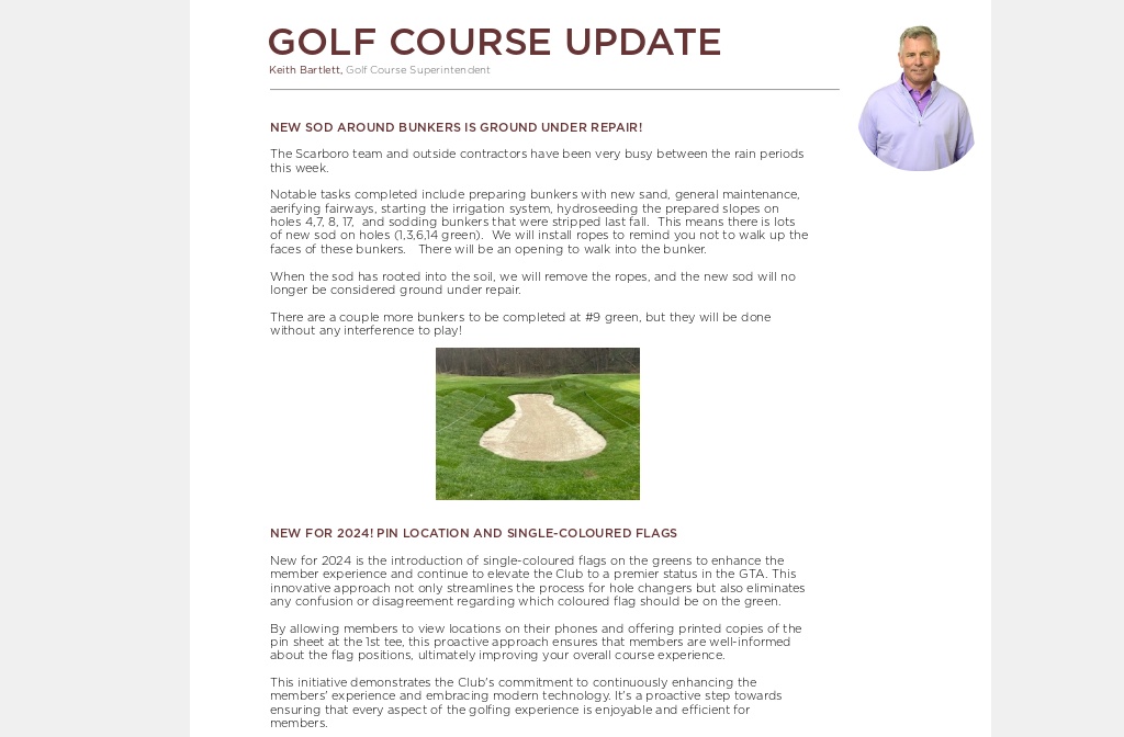 The 19th - April 19, 2024 — Golf Course Update