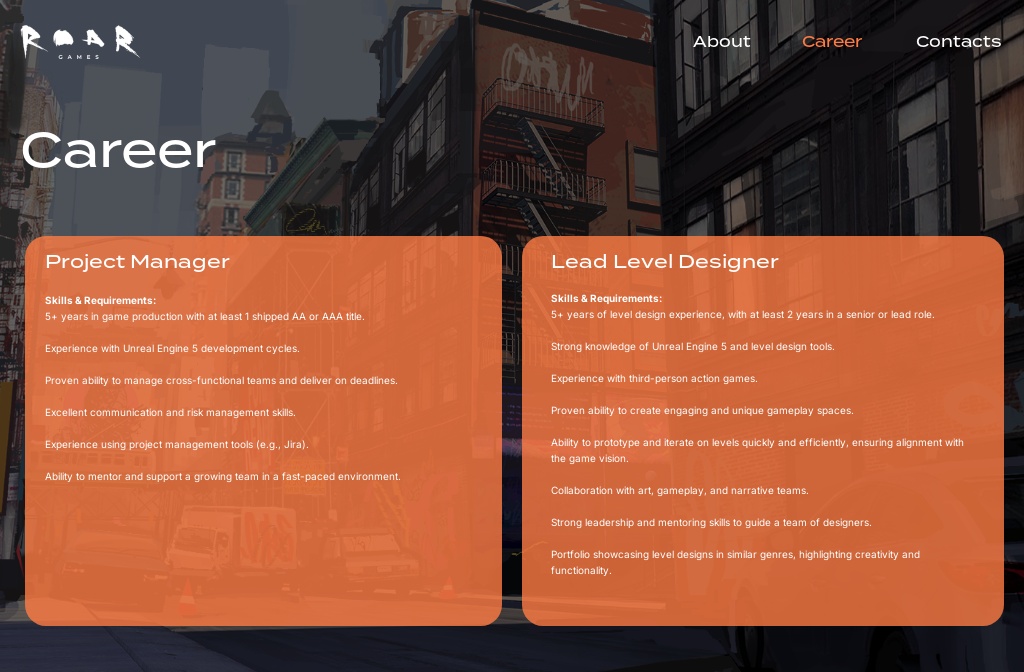 ROAR Games — ROAR Gmes | Career