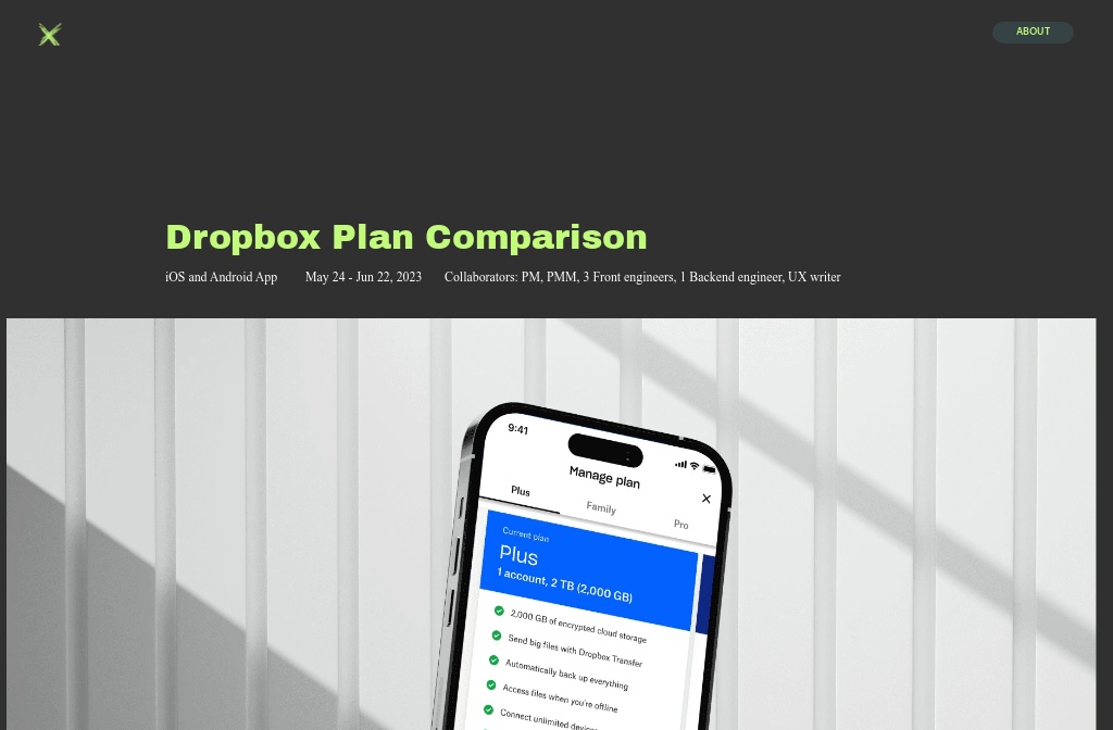 Tina Park — Dropbox Plan Comparison