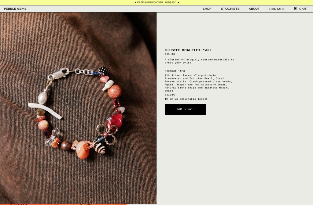 Pebble Gems — Rust Cluster Bracelet