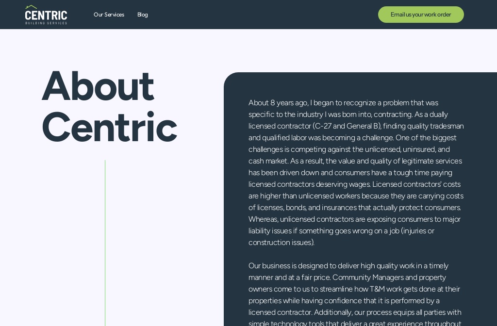 Centric Building Services — About Centric