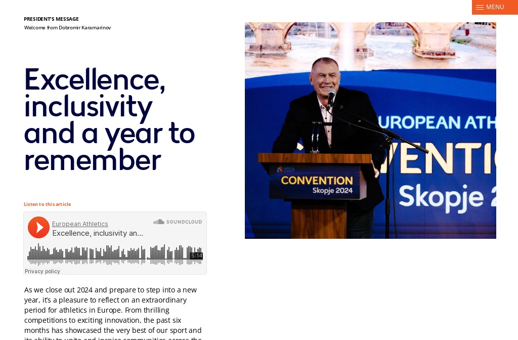 EA: Inside Track magazine - Winter 2024-25 — President's welcome