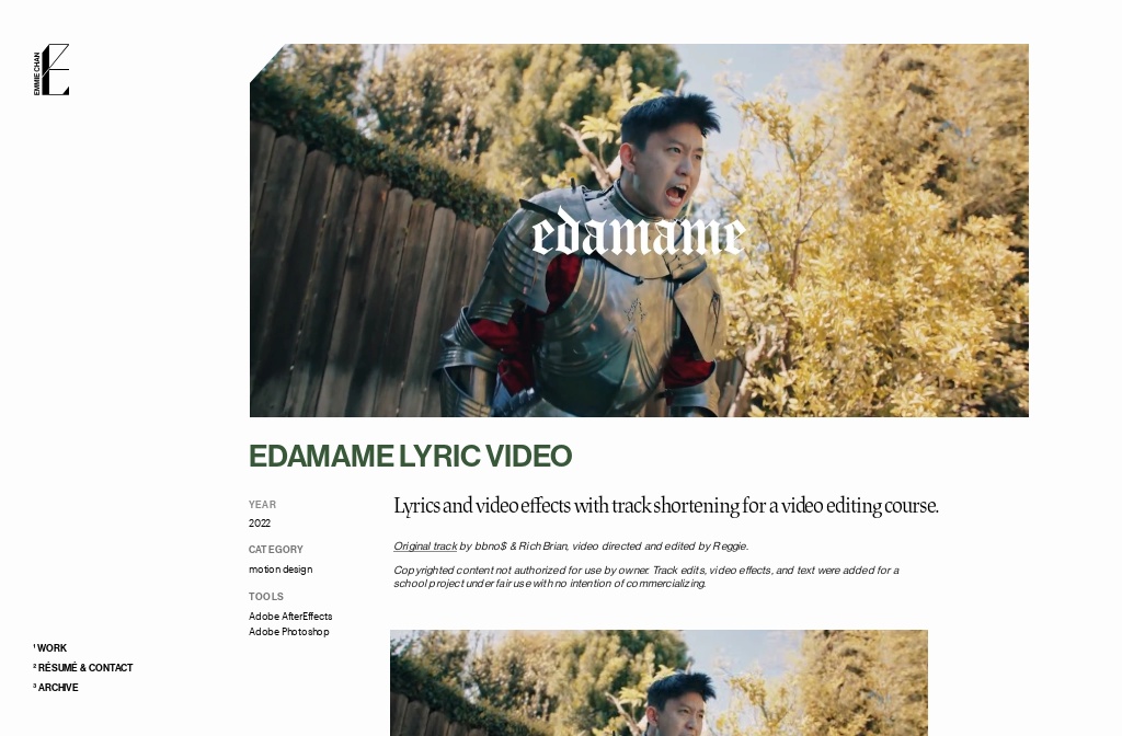 EMMIE CHAN — EDAMAME LYRIC VIDEO