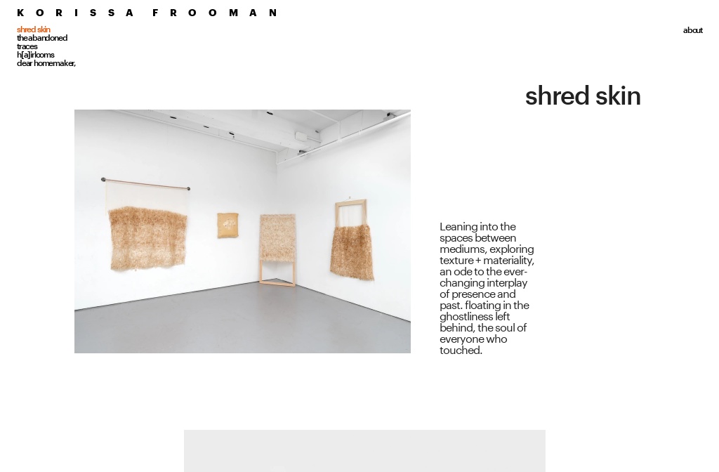 Korissa Frooman Portfolio — shred skin