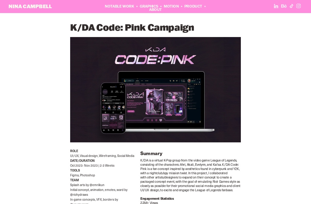 Nina Campbell's Design Portfolio | Niyuart — KDA Code: PINK