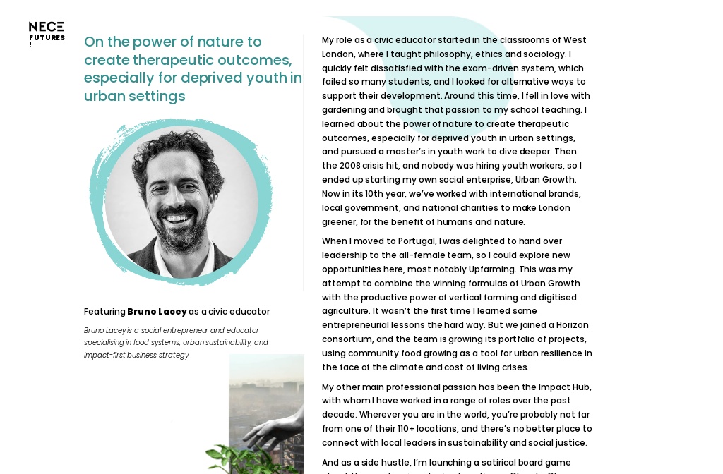 NECE Magazine FUTURES — On the power of nature to create therapeutic ...
